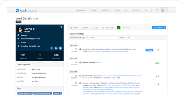 LeadSquared Reviews, Demo & Pricing - 2021