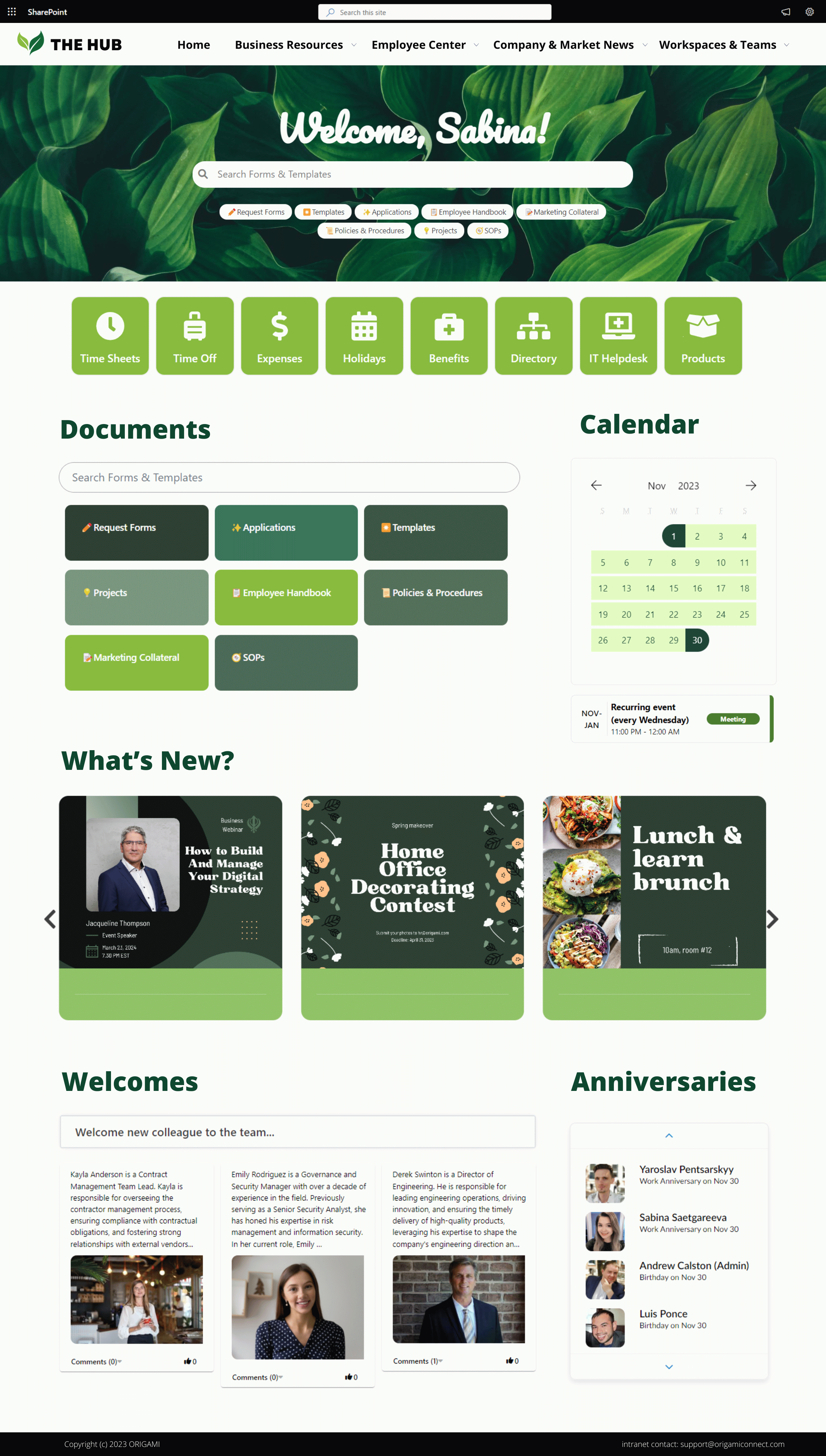 6 SharePoint Intranet Examples and Templates — Origami