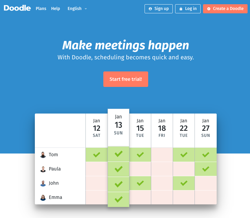 Doodle - Avis, notes, prix et abonnements - Capterra France 2021