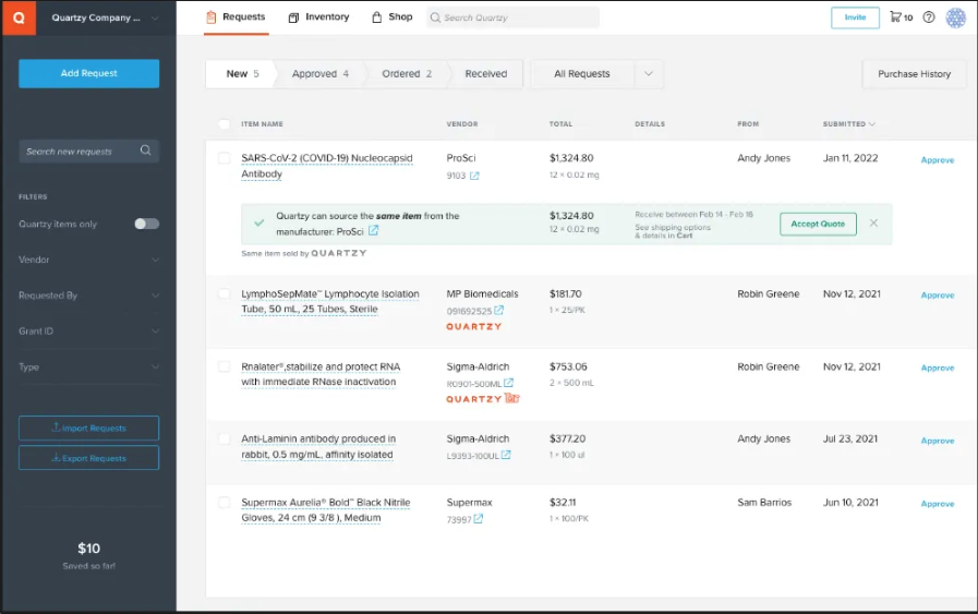 Quartzy Pricing, Reviews & Features - Capterra Canada 2024