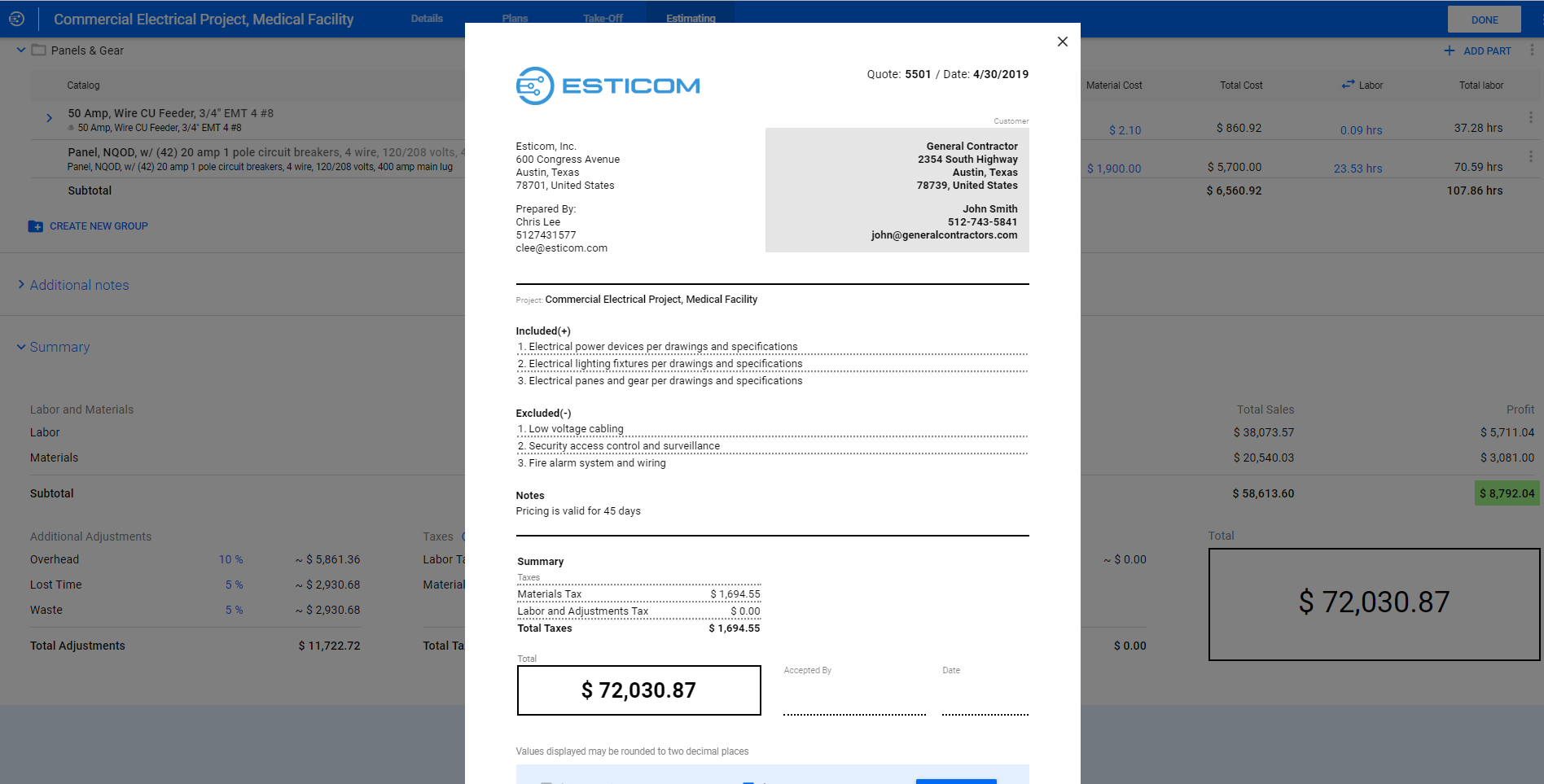 Procore Estimating Software - 2025 Reviews, Pricing & Demo