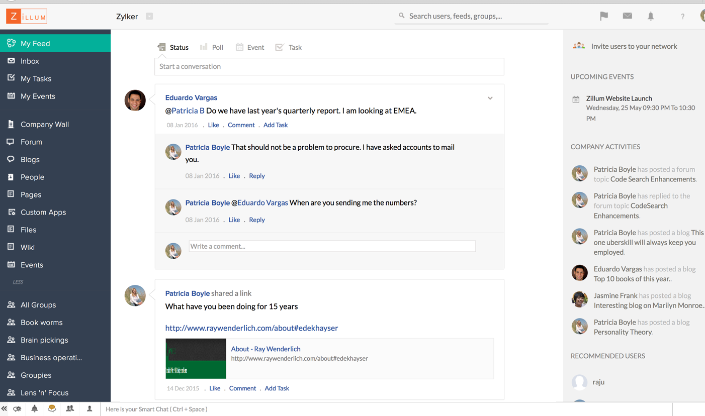 Zoho Connect Software - 2025 Reviews, Pricing & Demo