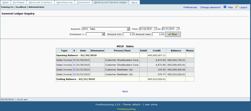 FrontAccounting Price, Features, Reviews & Ratings - Capterra India