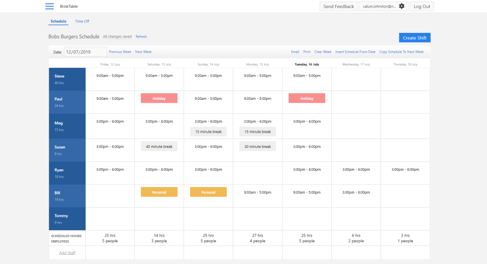 Brisk Table Employee Scheduling Pricing, Alternatives & More 2025 | Capterra