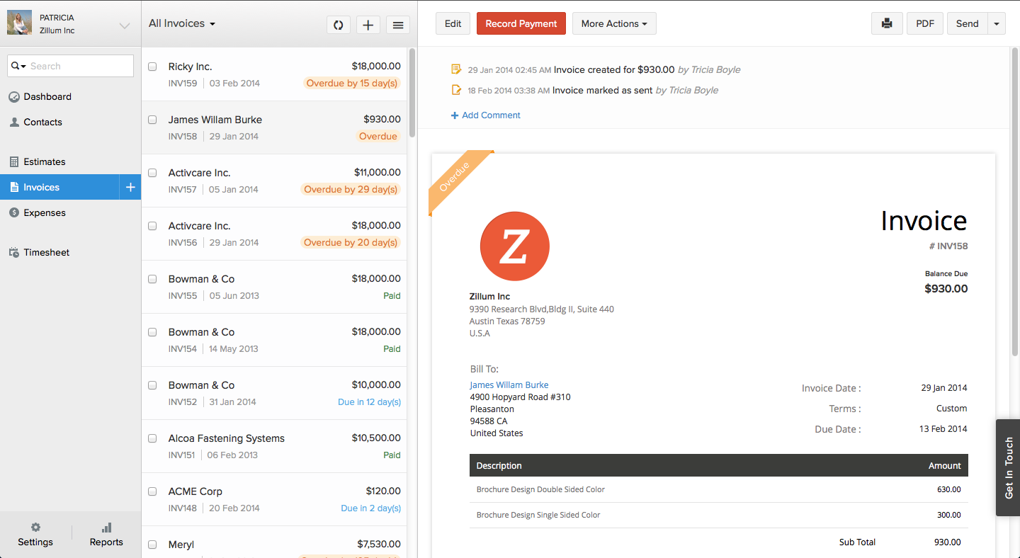 Zoho Invoice Reviews, Pricing & Ratings | GetApp NZ 2021